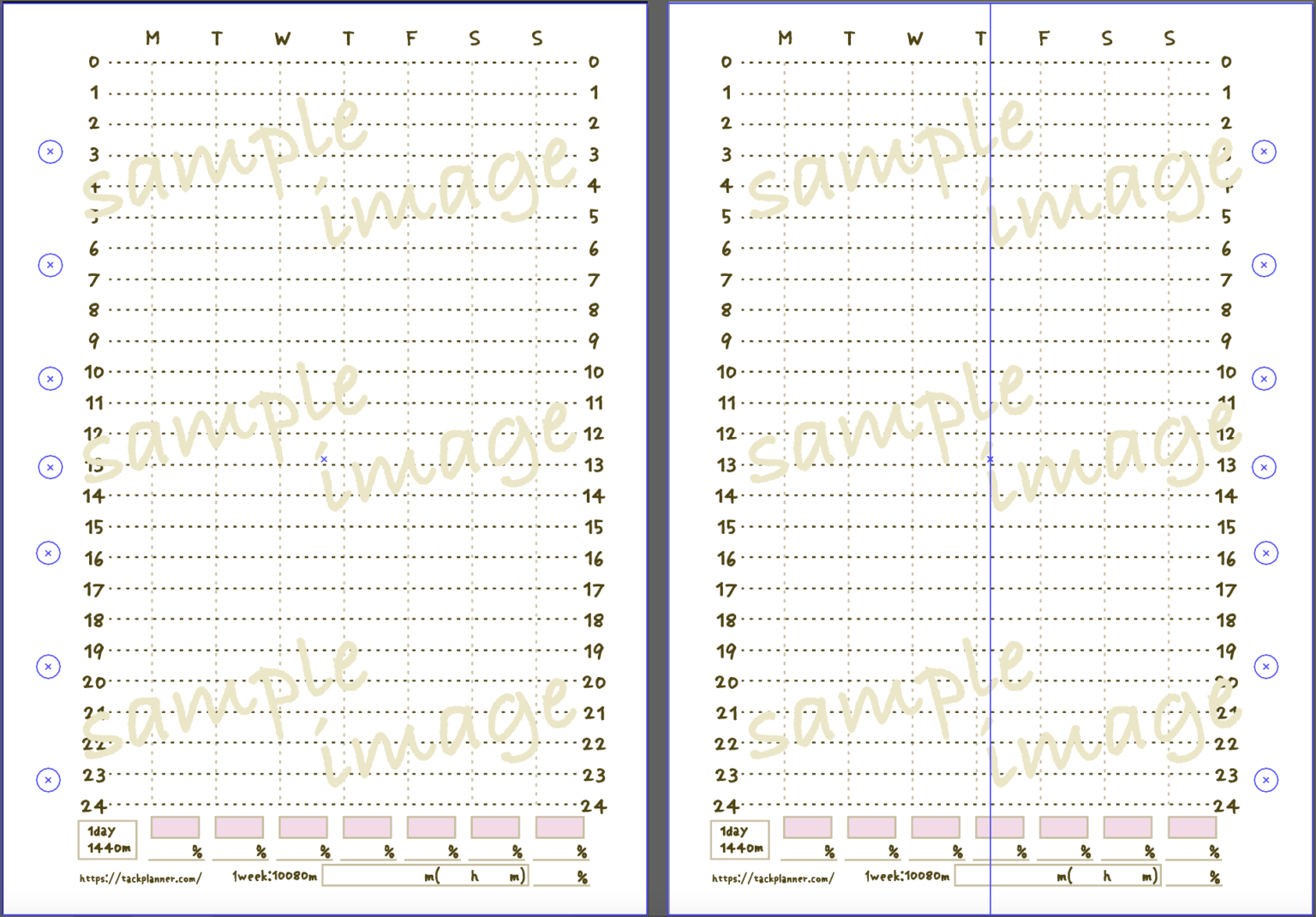 リフィルダウンロード｜A5システム手帳【24時間ログ1P1週間】 | Tack Planner